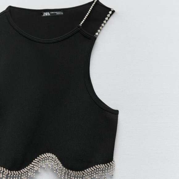 Zara | Tops | Zara Seamless Rhinestone Top | Poshmark